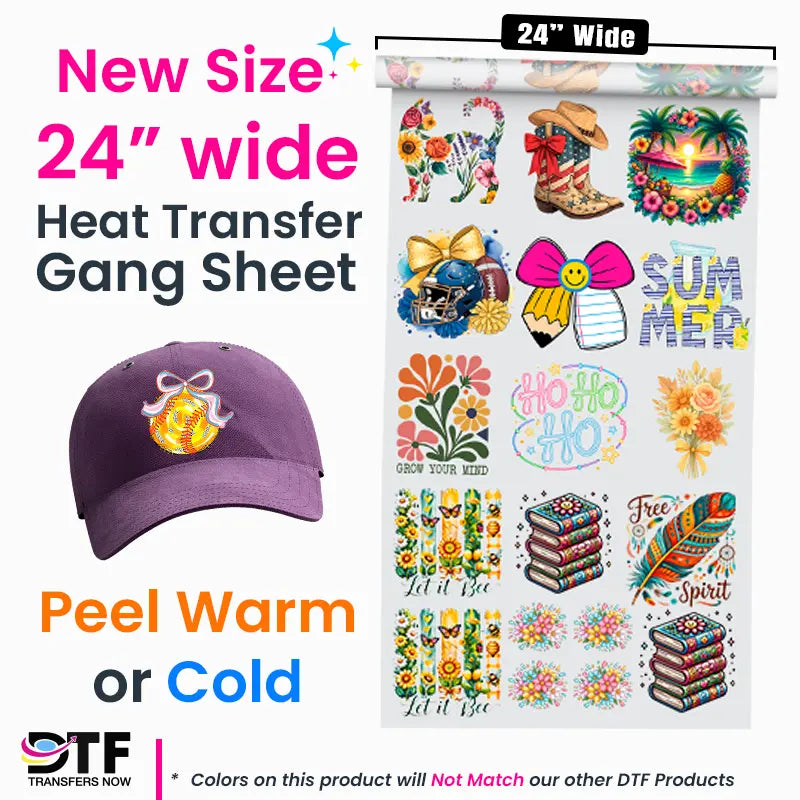 Heat Transfer 24" Wide Gang Sheet | Extra Space for DTF